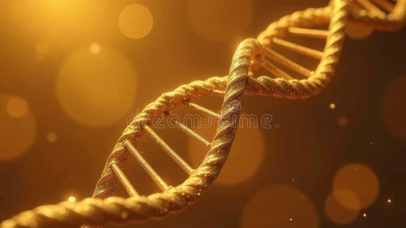 Double Helix DNA Strands on a Gold Stock Photo - Image of futuristic ...