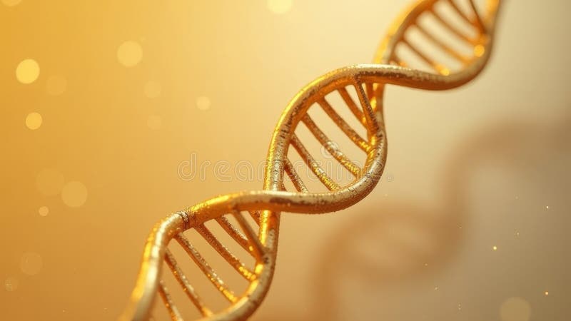Double Helix DNA Strands on a Gold Stock Image - Image of research ...