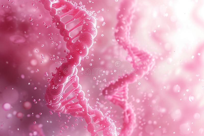 Double Helix DNA Strands on a Pink. Generative AI Stock Illustration ...
