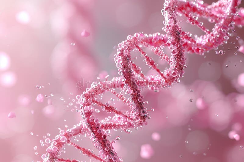 Double Helix DNA Strands on a Pink. Generative AI Stock Illustration ...