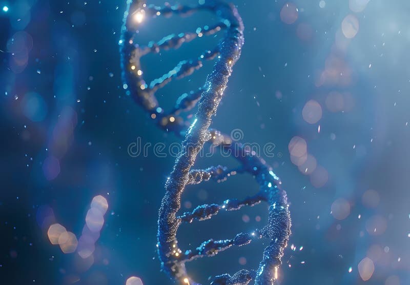 Double Helix DNA Structure with Blue Background Stock Illustration ...