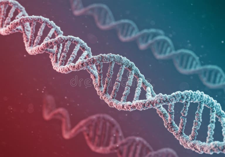 Double Helix DNA Structure in Red and Teal Gradient Stock Illustration ...