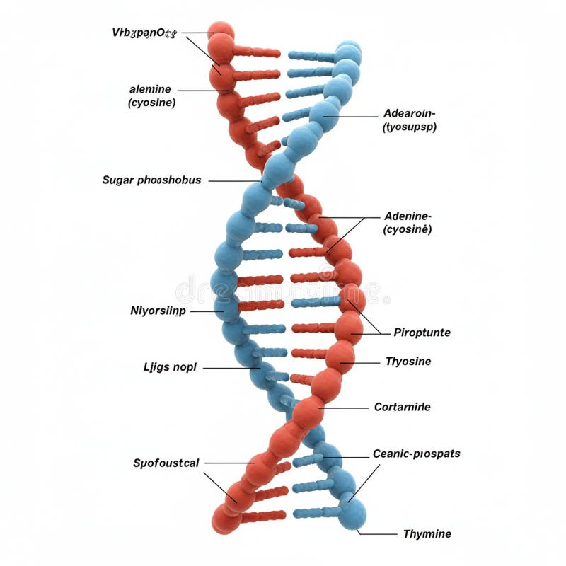 Double Helix Structure with Alternating Red and Blue Spheres Connected ...