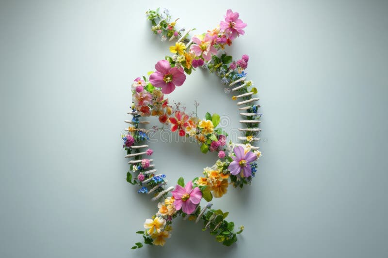 Double Helix Structure Created from Blooming Flowers and Leaves ...
