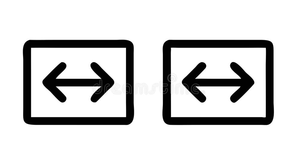Double Horizontal Arrows in Squares Outline Icon for Resizing, Vector ...