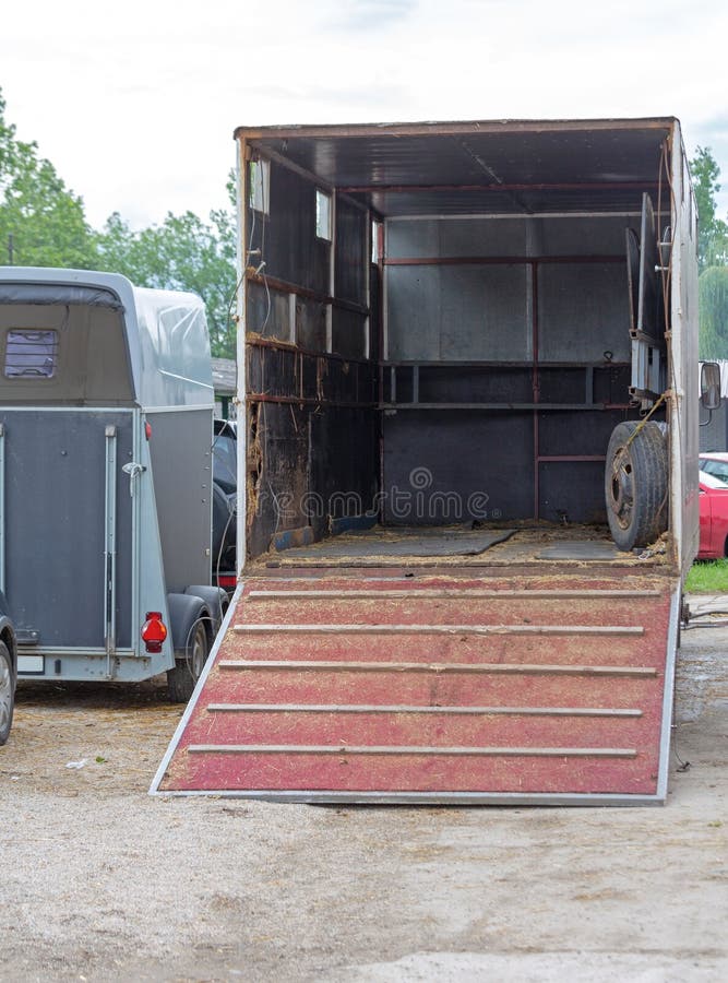 Double Horse Trailer Open stock image. Image of mammal - 214635977