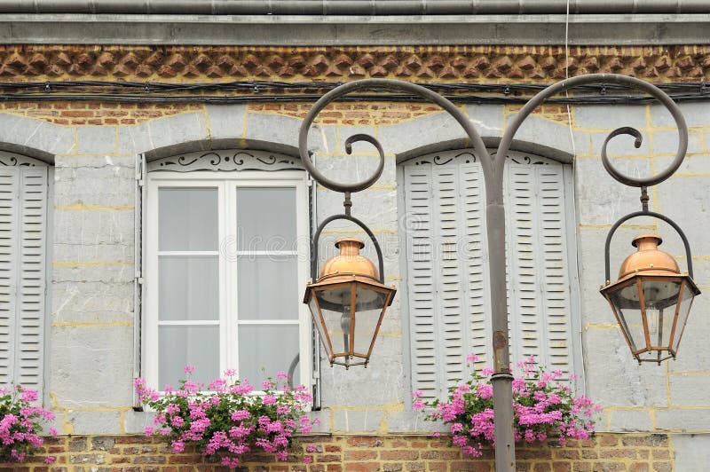 Double Lamp Post, Revin, Ardennes Stock Image - Image of architecture ...