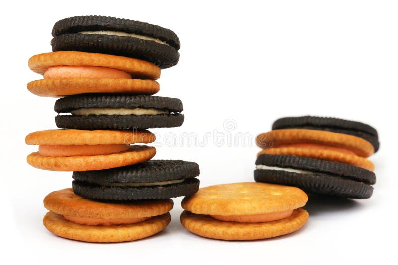 Double layer cream cookies stock photo. Image of golden - 39983816