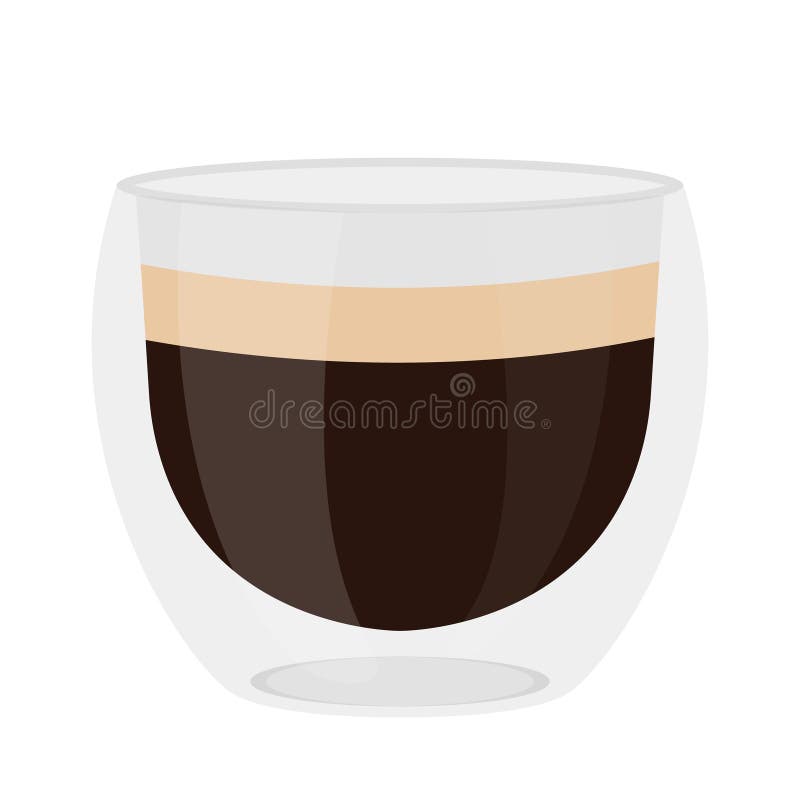Double Layer Glass Cup with Coffee Drink, Cartoon Vector Isolated ...