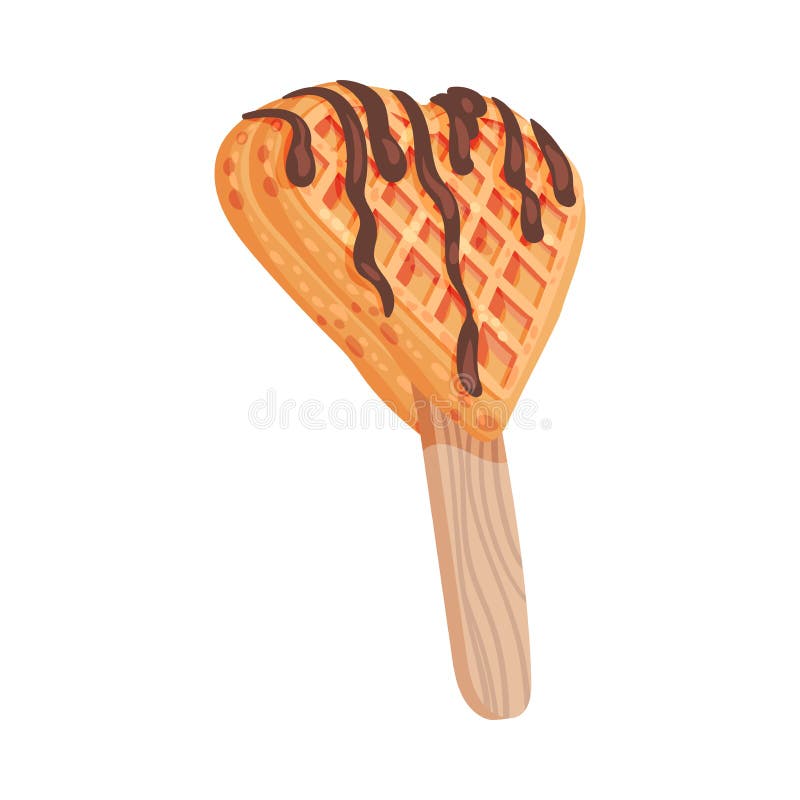 Double-layer Waffle on a Stick. Vector Illustration on White Background ...