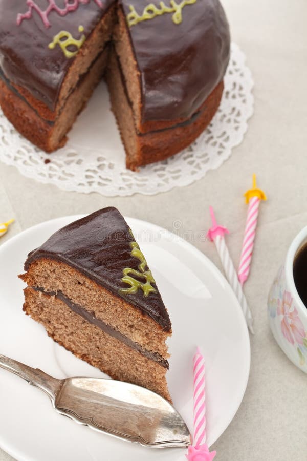 Double Layered Chocolate Cake Stock Photo - Image of slice, icing: 39153664