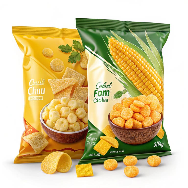 Double Layered Crispy Corn Snacks Pouch Stock Illustration ...