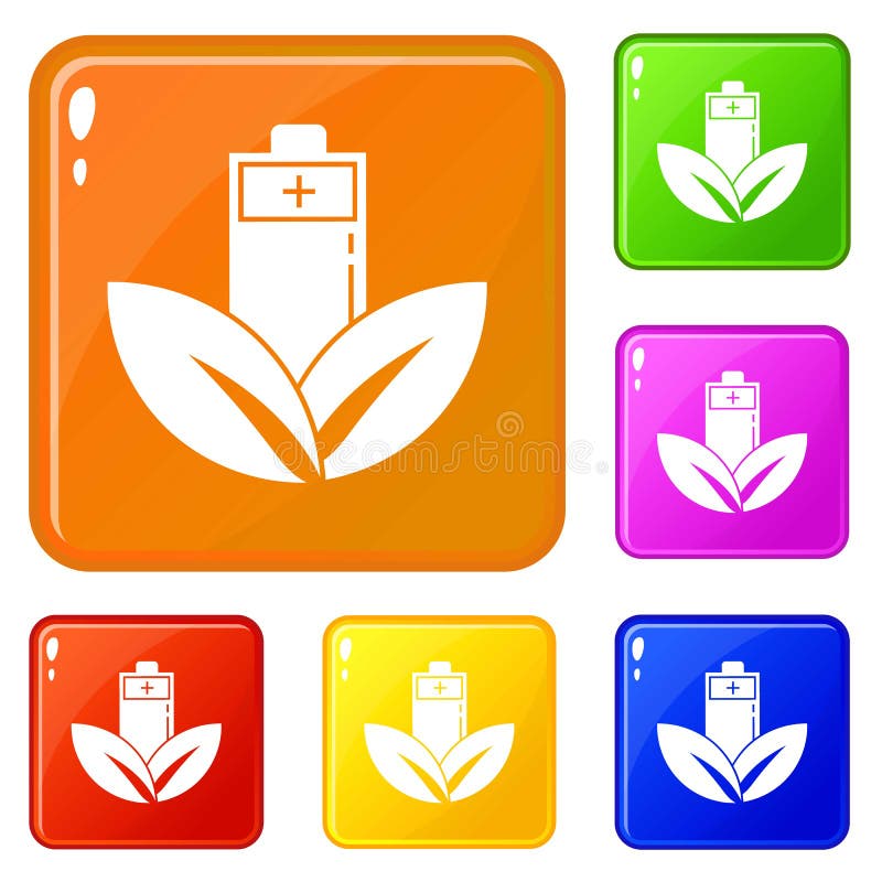 Double Leaf Icons Set Vector Color Stock Vector - Illustration of ...