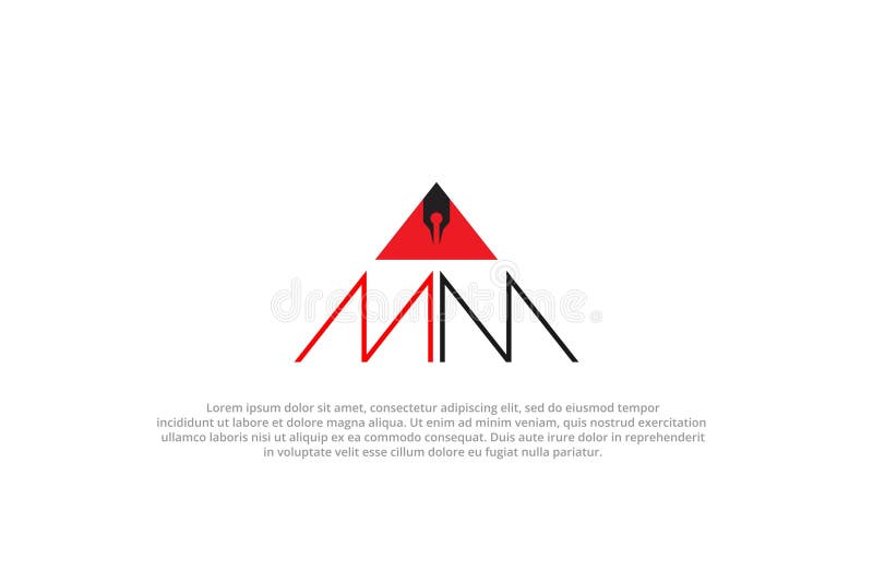 Double Letter M Pen Bezier Ink Logo Stock Illustration - Illustration ...