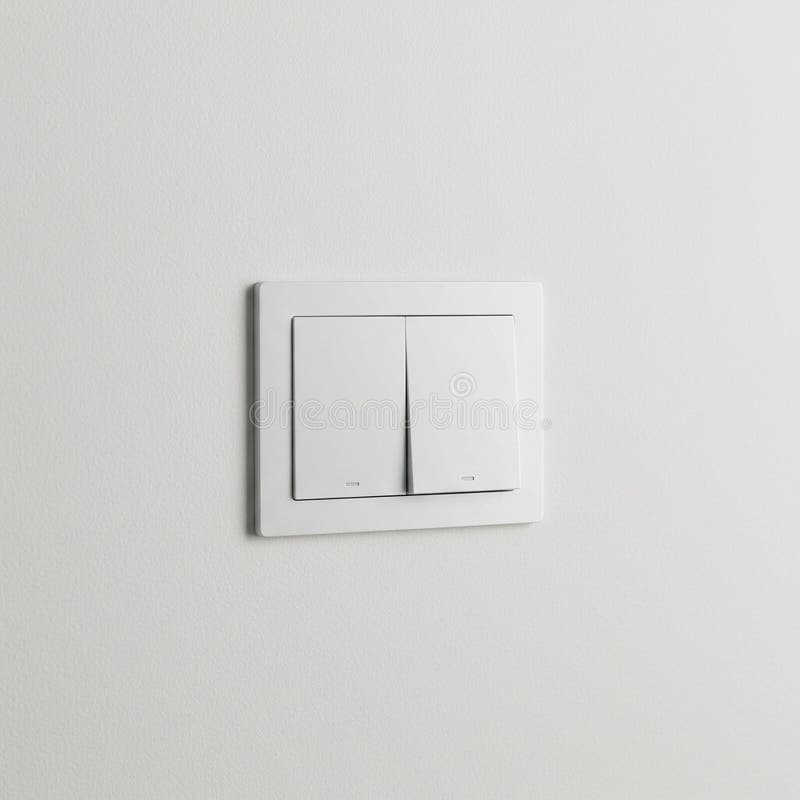 A Double Light Switch is Mounted on a Smooth, White Wall. the Switch ...