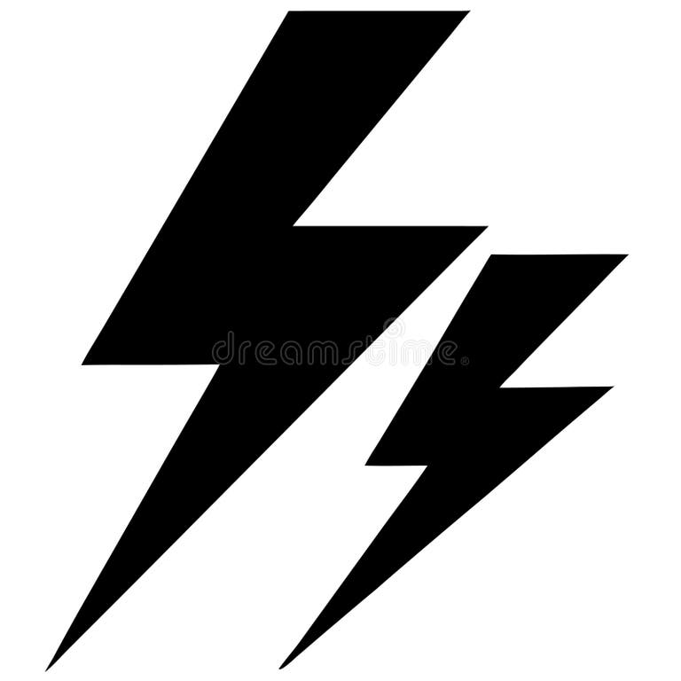 Double Lightning Bolt Icon Black and White Stock Illustration ...