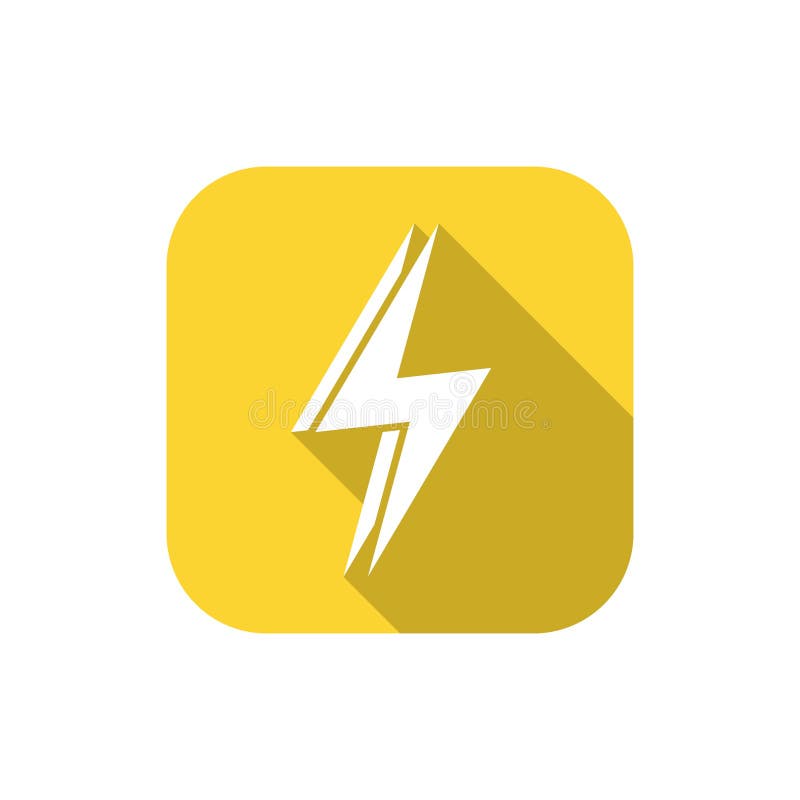 Double Lightning Icon on Square Background. Thunder Bolt with Long ...
