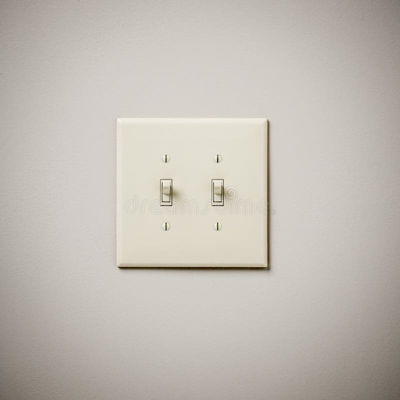 Double Lightswitch on White Wall Stock Image - Image of light, flip ...