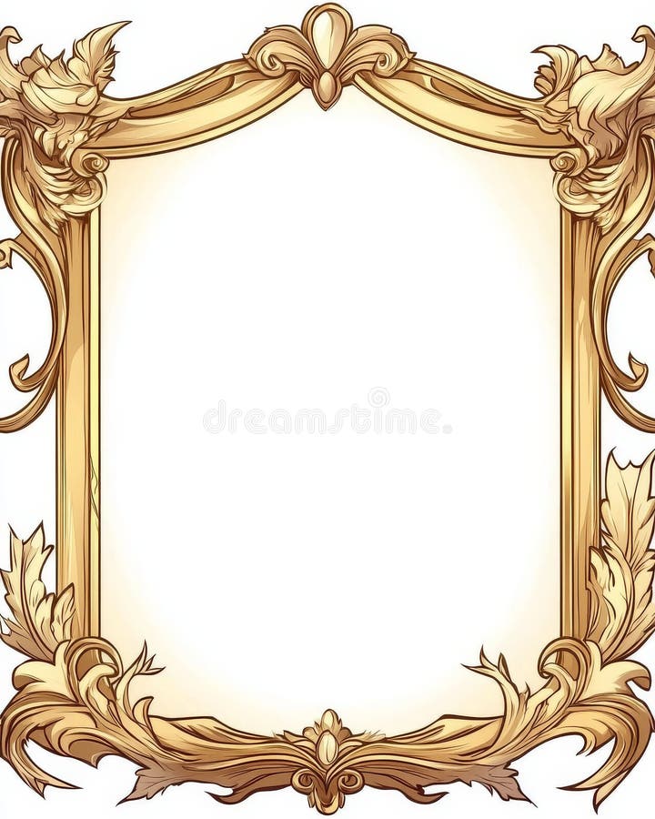 Double Line Rectangle Golden Frame with Gold Border Stock Photo - Image ...