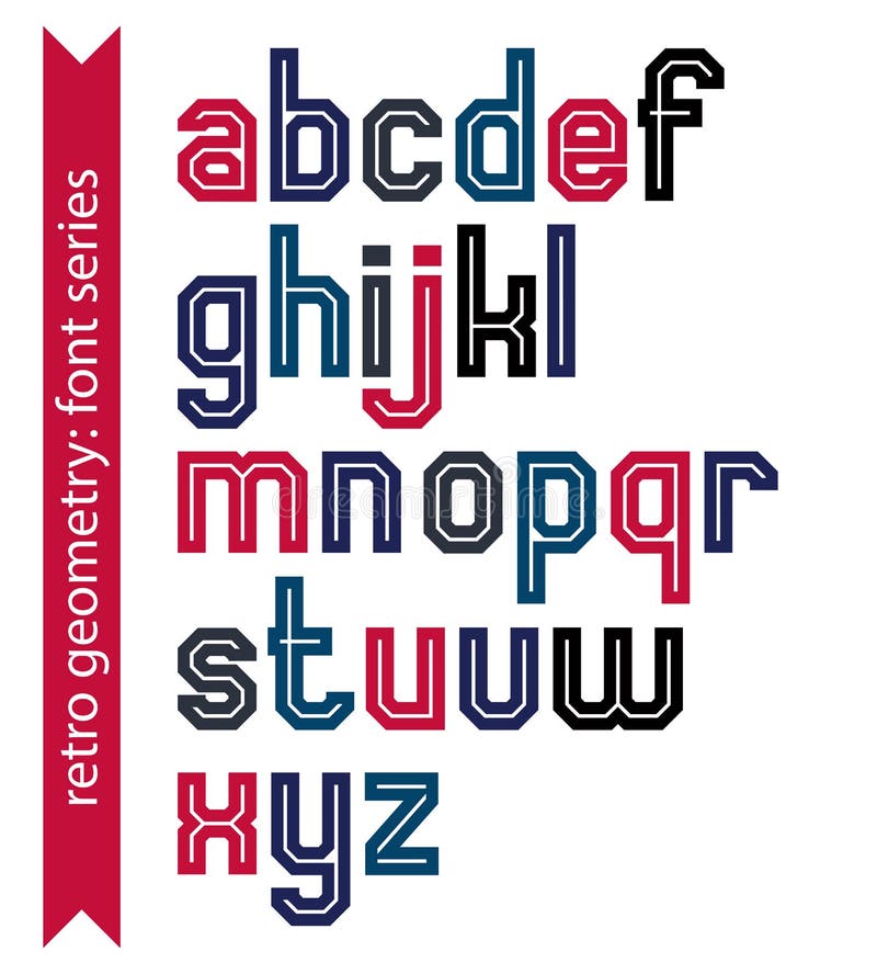 Double Lines Geometric Font, Colorful Uppercase Letters Set for Stock ...