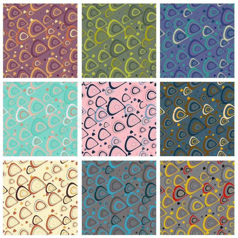 Double Lines Oval Seamless Pattern with Modern Colour Combinations ...