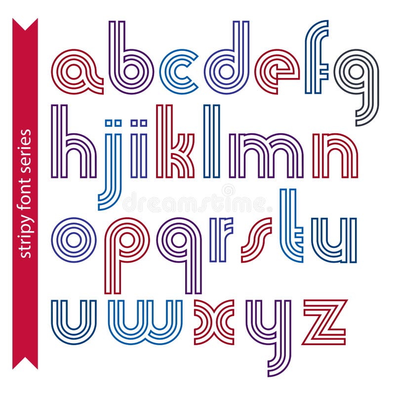 Double Lines Geometric Font, Colorful Uppercase Letters Set for Stock ...