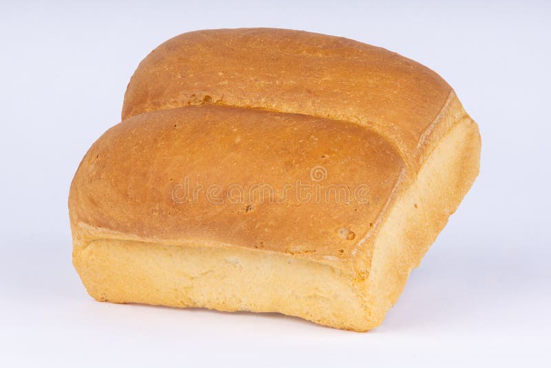 Double Loaf of Fresh Wheat Bread on a White Background Stock Image ...