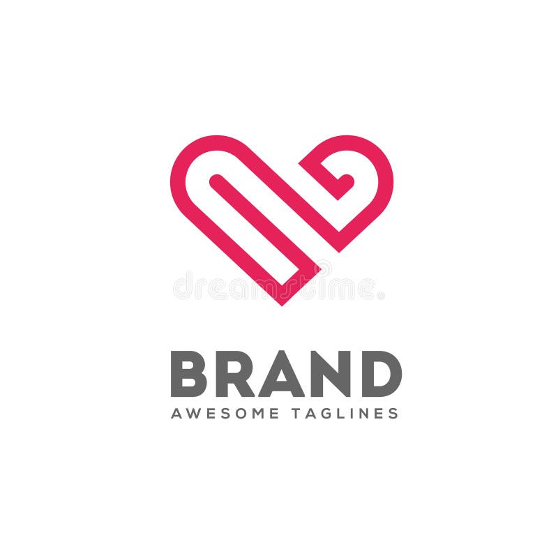 Double Logo De Coeur, Logo Jumeau D'amour Illustration de Vecteur ...