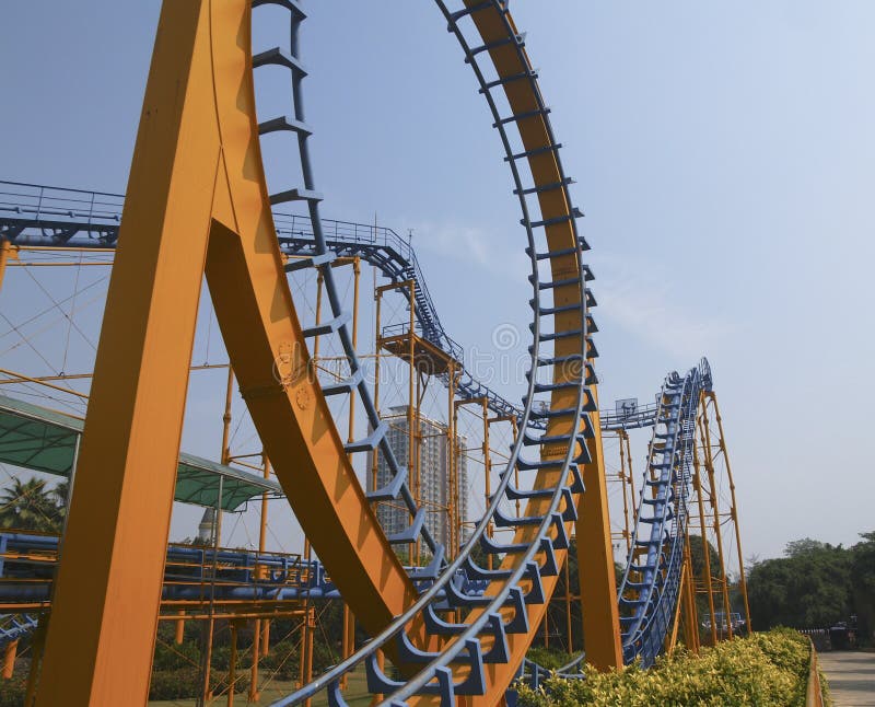 Loops on Roller Coaster stock image. Image of recreation - 108558057