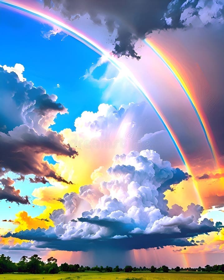 Double Magic: Rainbow and a Spectacular Sky Stock Photo - Image of céu ...