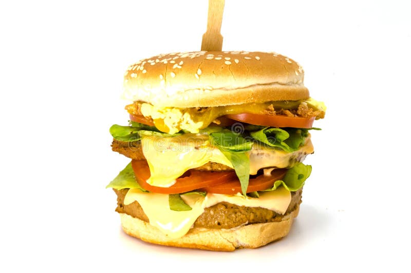 Double Meat and Cheese Burger Stock Photo - Image of background ...