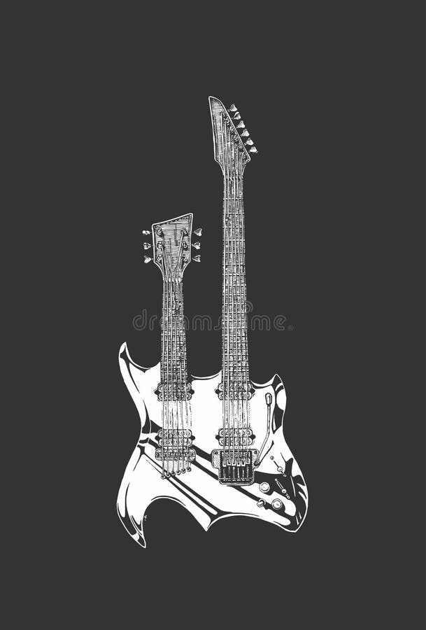 Double neck guitar stock vector. Illustration of engraving - 164685289