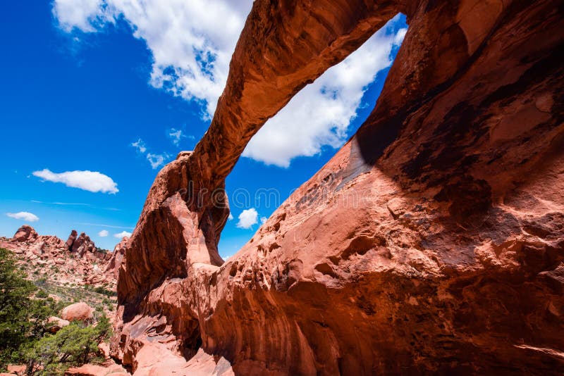 Double O Arch Formation in Th Edevil`s Garden Section Stock Photo ...