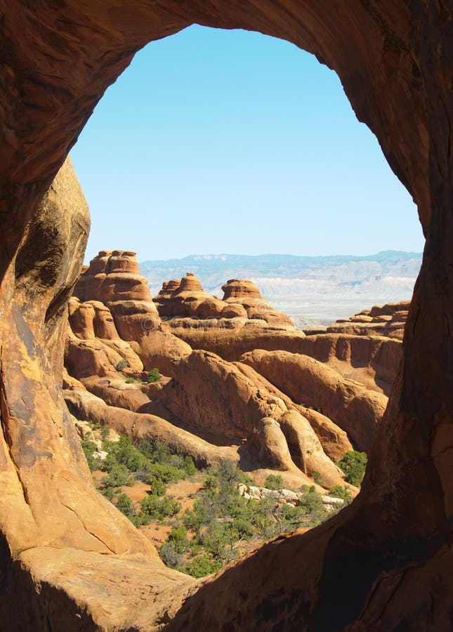 Double O Arch and Sandstone Ridges Stock Photo - Image of double ...