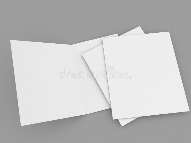 Double Open Brochure Mockup and Sheets of Paper on Grey Background ...