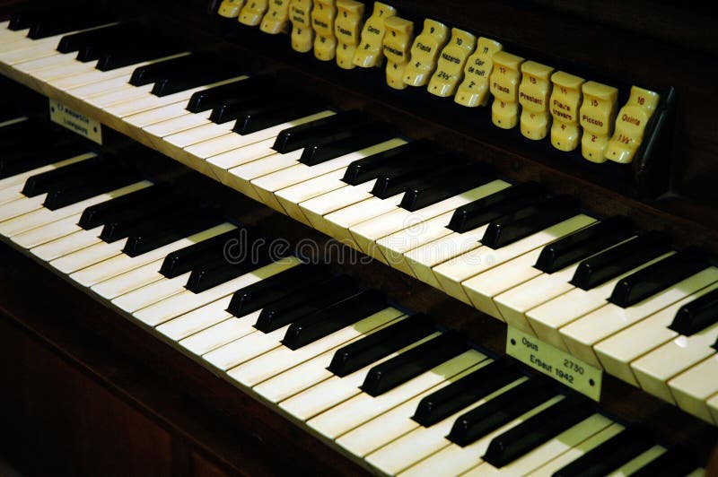 Double Organ Keyboard of a Church Stock Image - Image of chorus ...