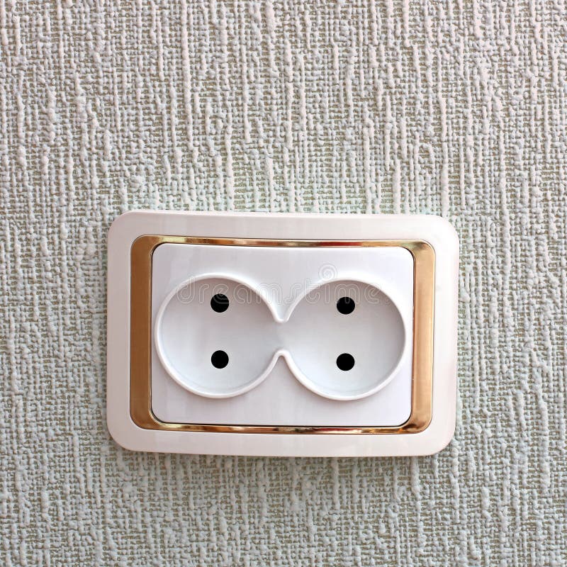 Double Outlet. Socket in the Wall Stock Image - Image of feature ...