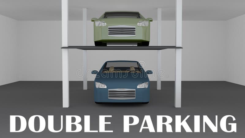 DOUBLE PARKING concept stock illustration. Illustration of area - 147033720
