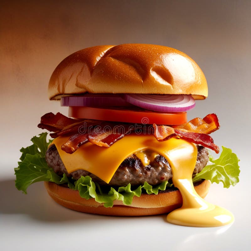 Double Patty Burger with Pickles and Spicy Sauce Stock Image - Image of ...