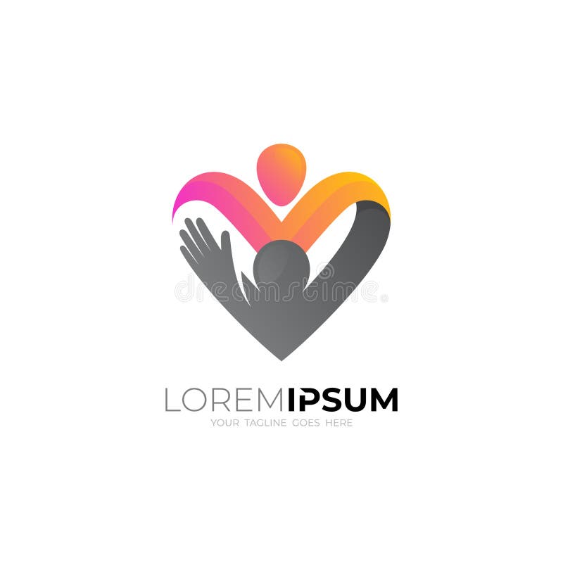 Double People Care Logo Template, Love Logo and Unity Stock Vector ...