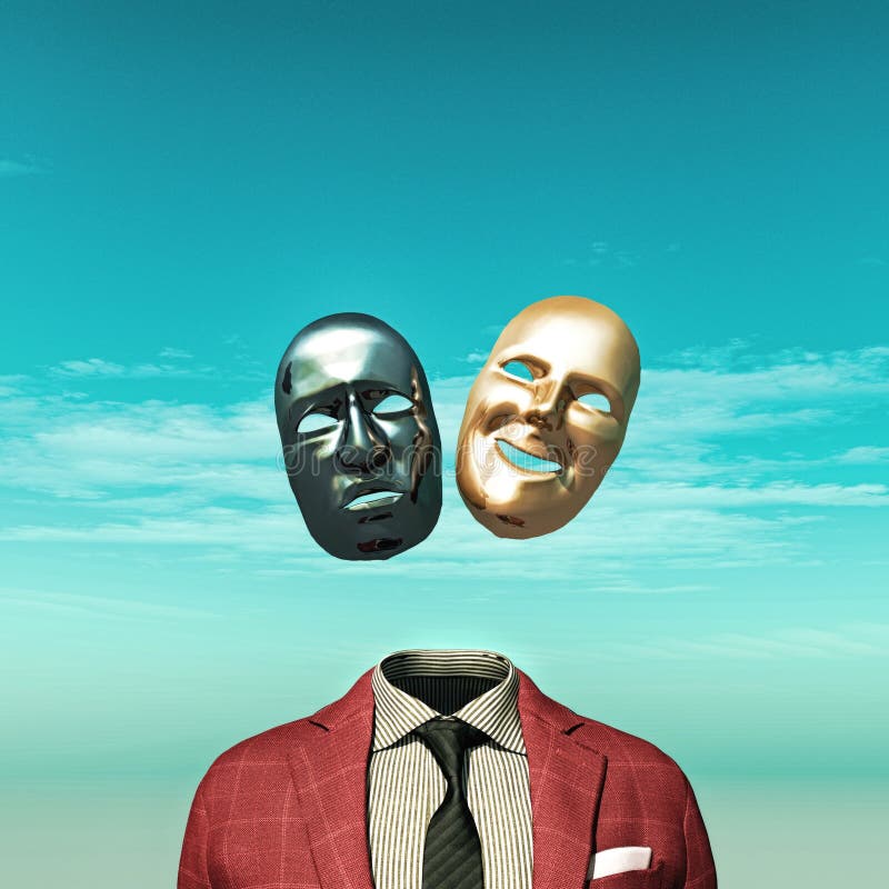 The double personality stock illustration. Illustration of mask - 164870737