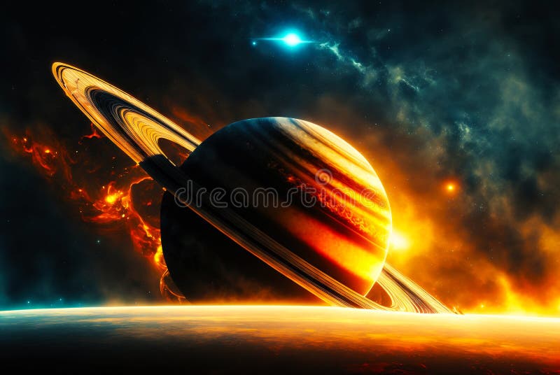 Double Planet System. Distant Space Worlds. Futuristic Universe Stock ...