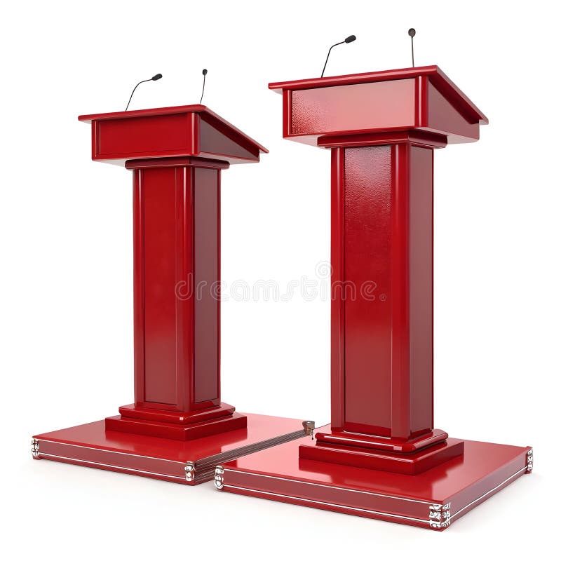 Double Podium Red Realistic 3D Render for Graphic Composition Stock ...