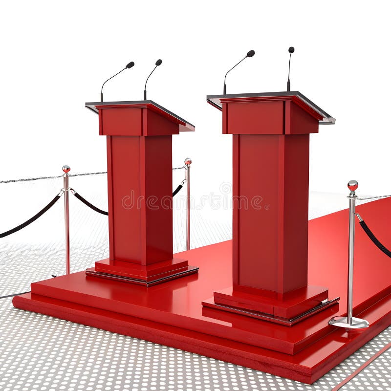 Double Podium Red Realistic 3D Render for Graphic Composition Stock ...