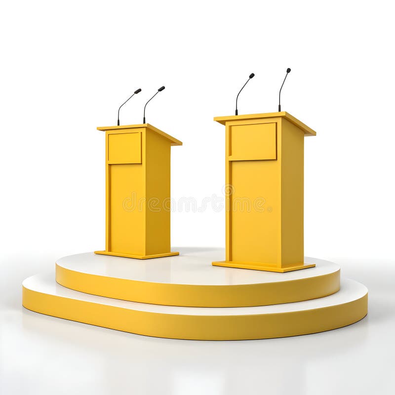 Double Podium Yellow Realistic 3D Render for Graphic Composition Stock ...