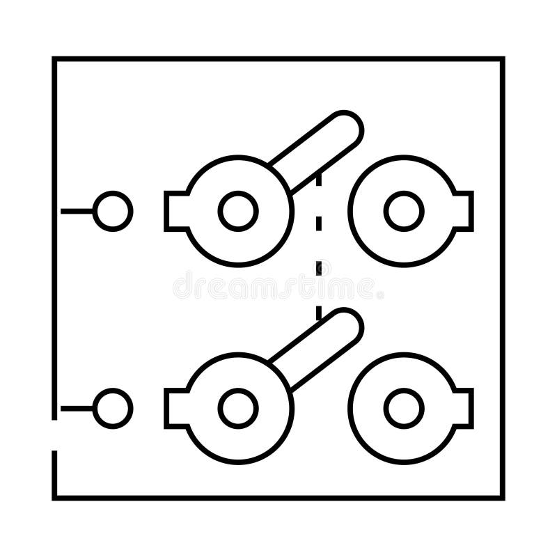 Double Pole Single Throw Switch Line Icon Vector Illustration Stock ...