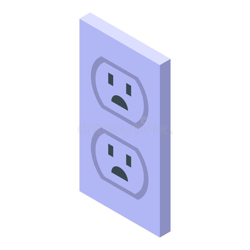 Double Power Socket Icon, Isometric Style Stock Vector - Illustration ...