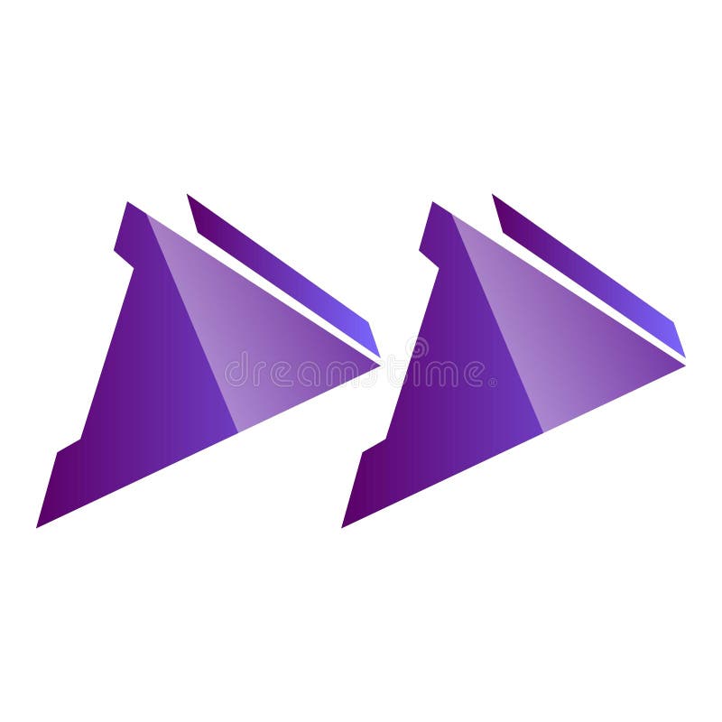 Double Purple Abstract Triangles Pointing Right on White Background ...