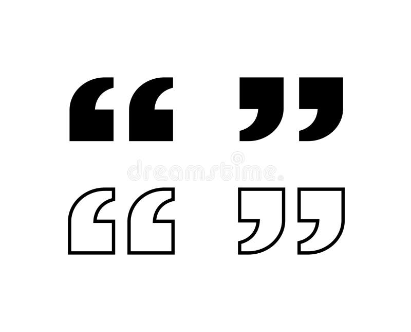 Double Quotation Marks Symbol Vector Illustration, Quote Sign Icon Set ...