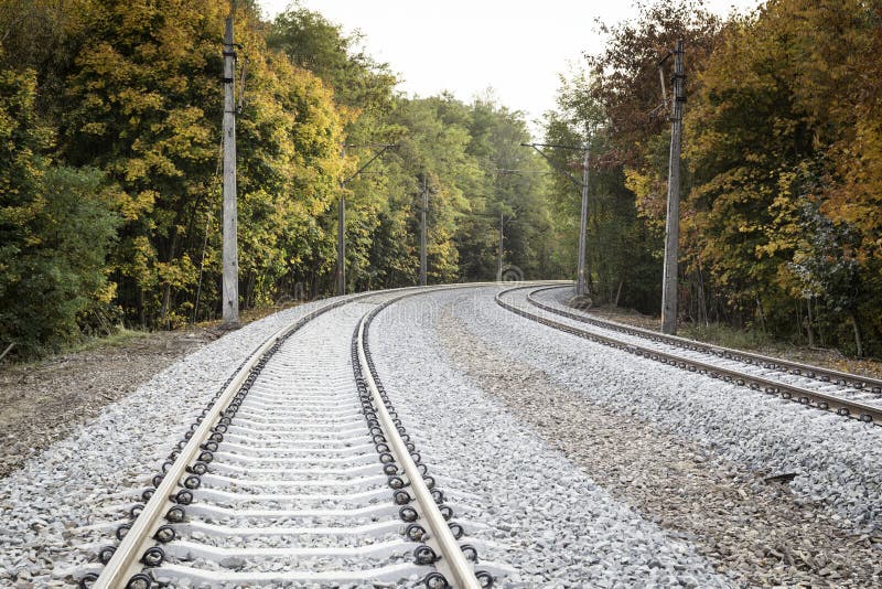 Double rail track stock photo. Image of railway, perspective - 130909554